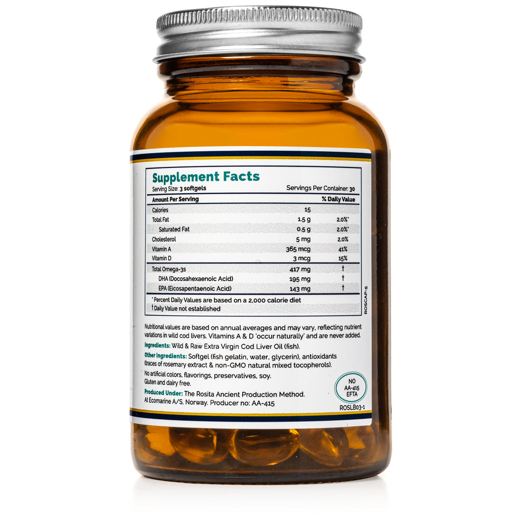 Natural Cod Liver Oil Capsules | Fish Oil Softgels | Rosita Real Foods ...